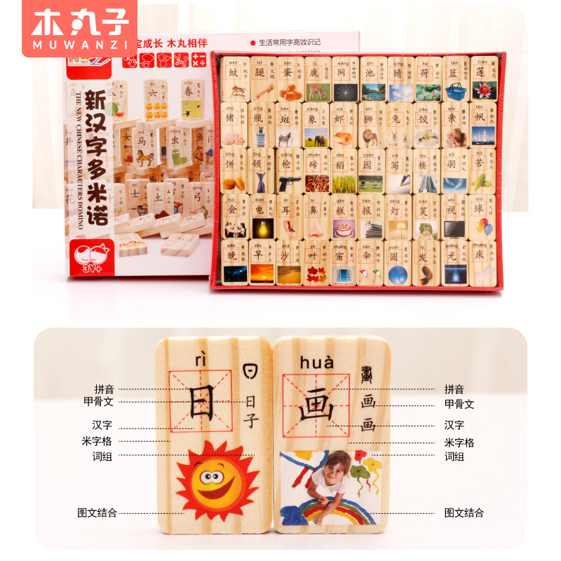 100 Pcs Mandarin Chinese Characters Domino Learning Educational Toy ...