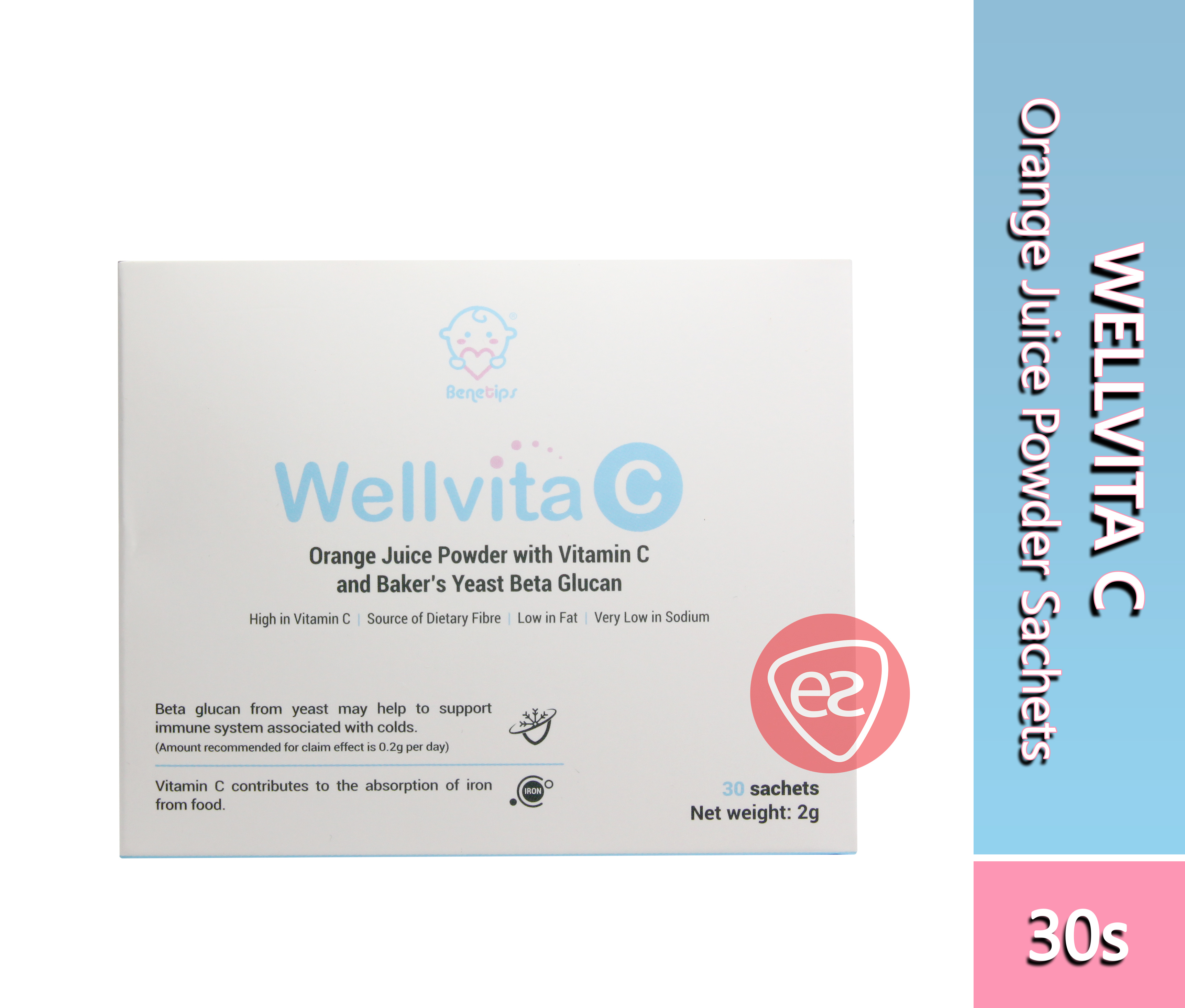 BENETIPS WELLVITA C SACHET 2GX30S (ORANGE JUICE POWDER WITH VITAMIN C & BAKER'S YEAST BETA ...