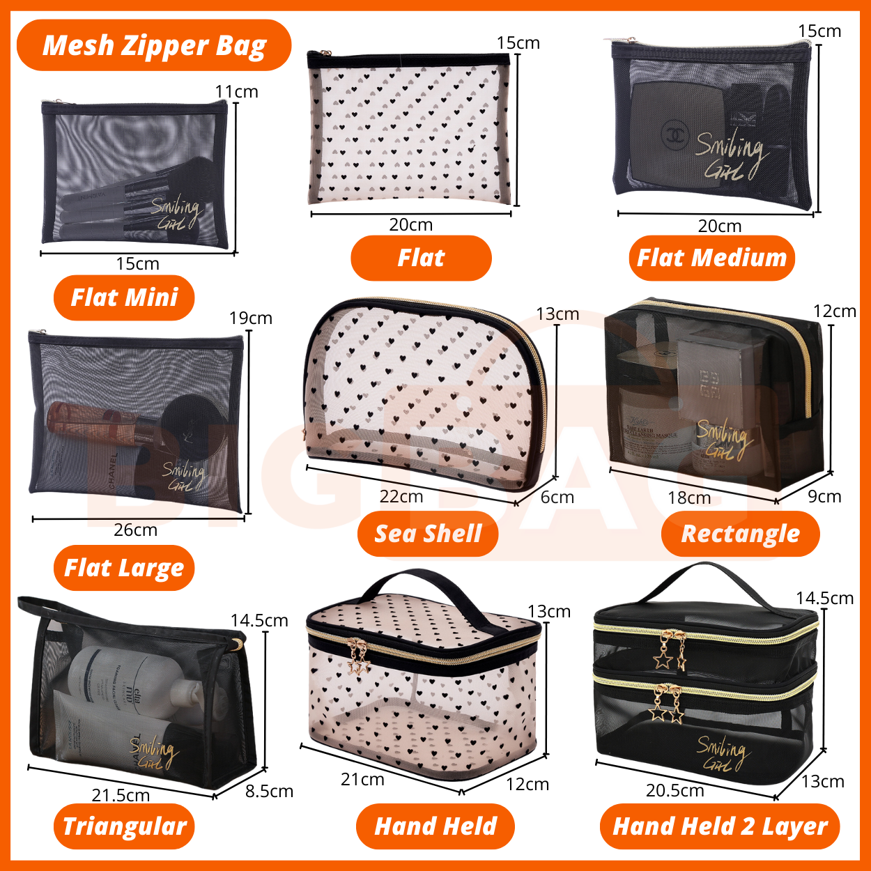 Cosmetic Storage Bag Makeup Bag Mesh Zipper Beg Besar Makeup ...