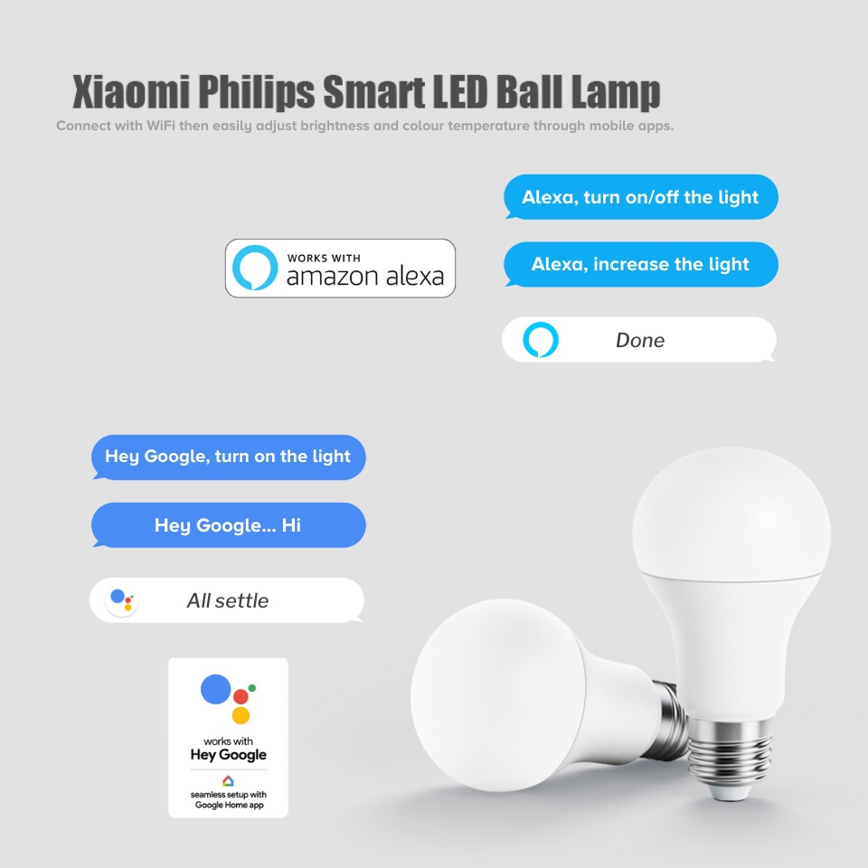 Xiaomi Philips Zhirui LED Light Bulb White Smart Adjust Brightness Mode Colour Temperature App ...