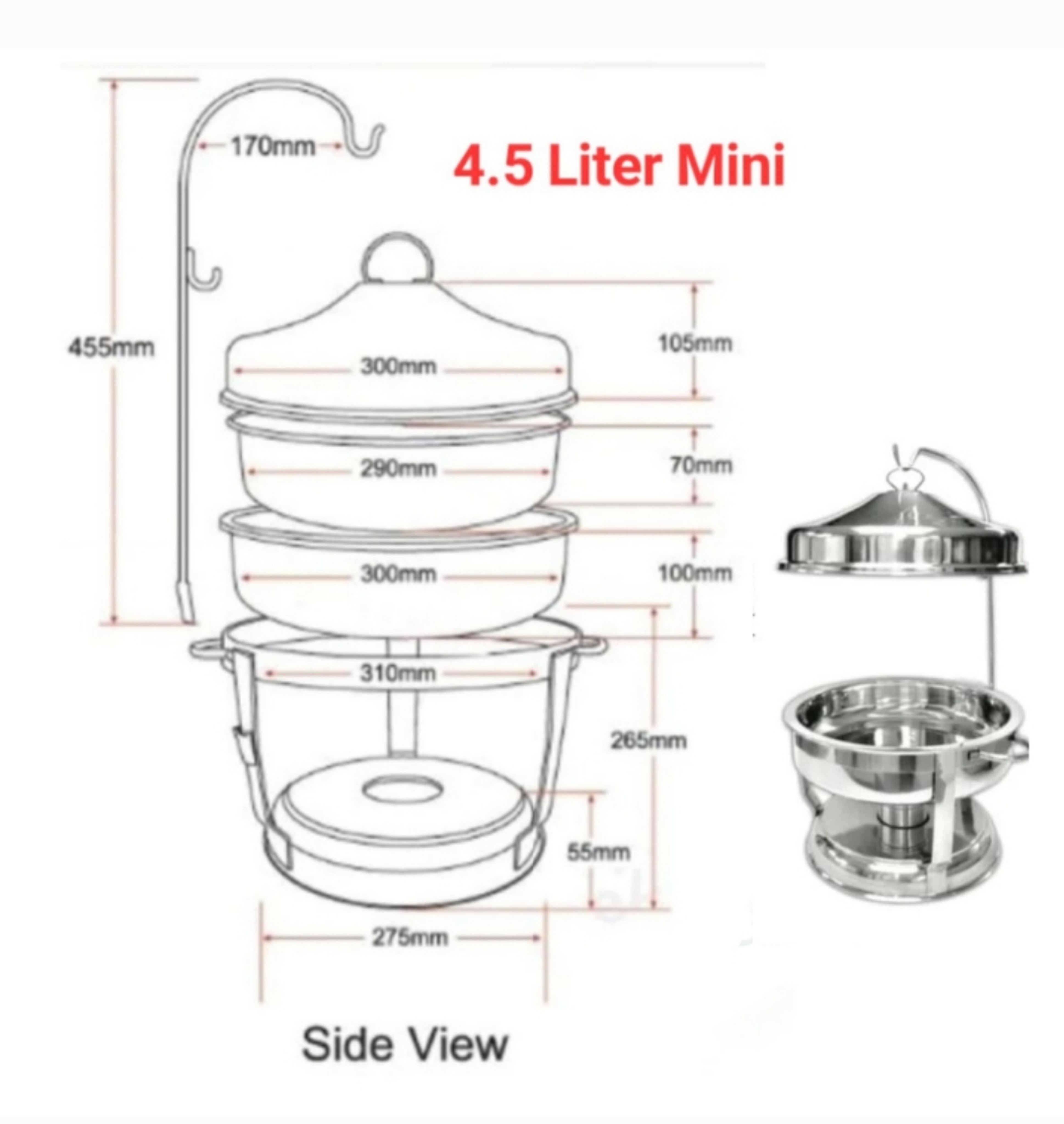 Chafing Dish 4.5L /9L Golden Bell Dome Hanging Bekas Gantung Buffet ...