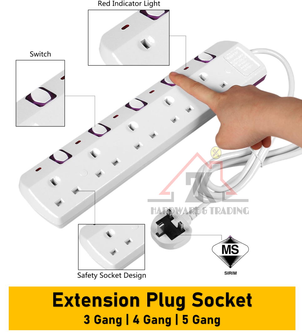 [SIRIM APPROVED] Extension Trailing Wire Extension Plug Socket Neon ...