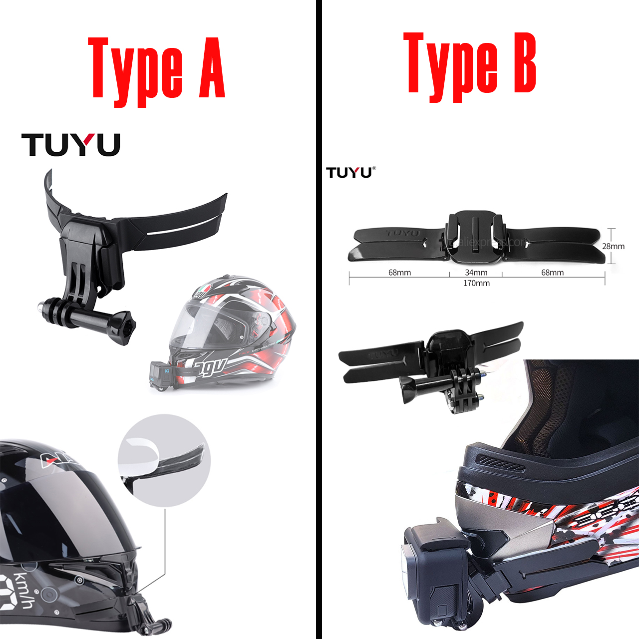 TUYU Helmet Mount Visor Helmet Chin Stand Mount Holder GoPro Hero 11 10 ...