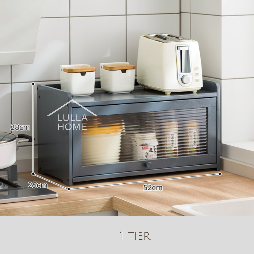 LullaHome Minimalist Muji Grey Nordic Bamboo Cabinet Kitchen Pantry ...