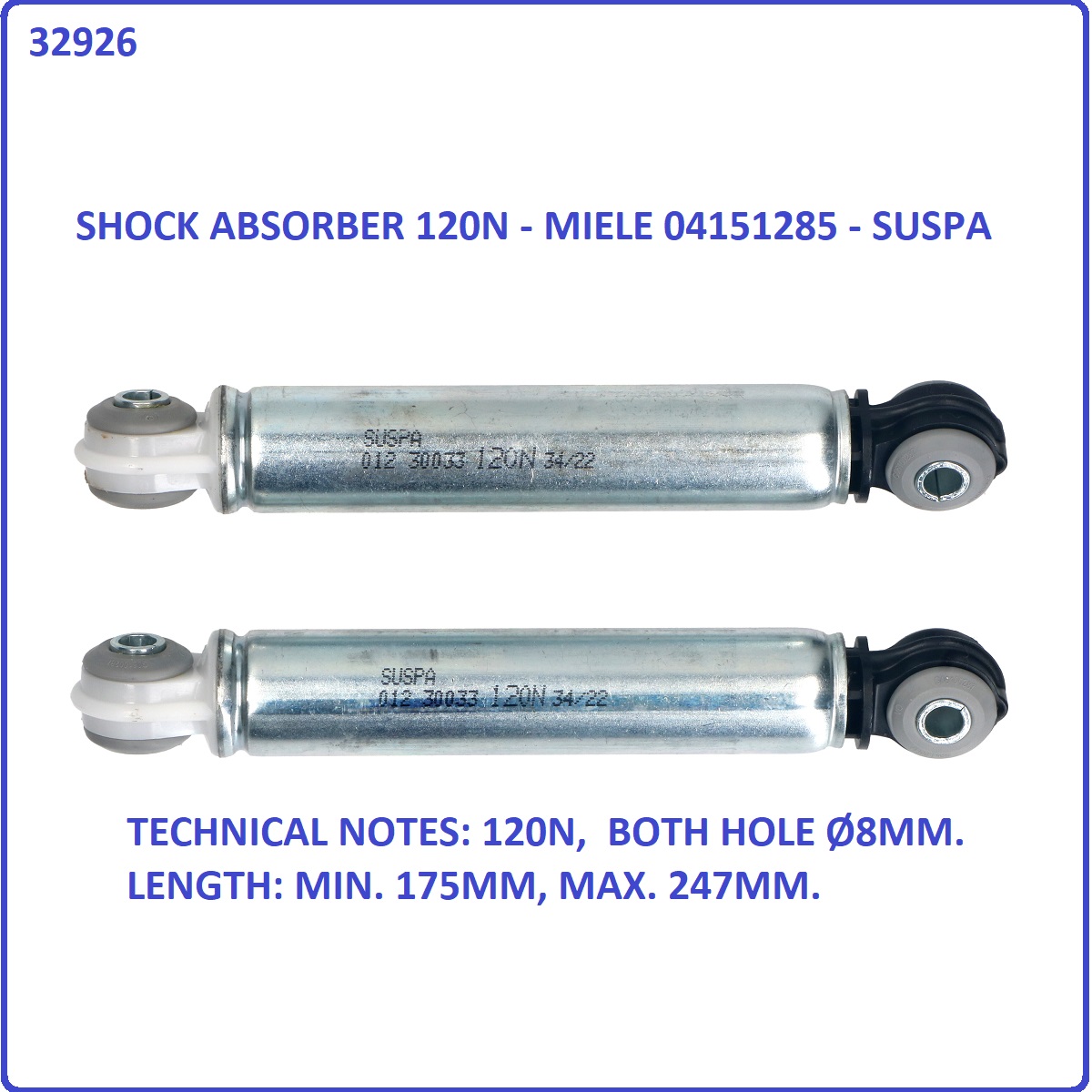 SUSPA SHOCK ABSORBER 120N (2 PCS) for MIELE washing machine and others ...