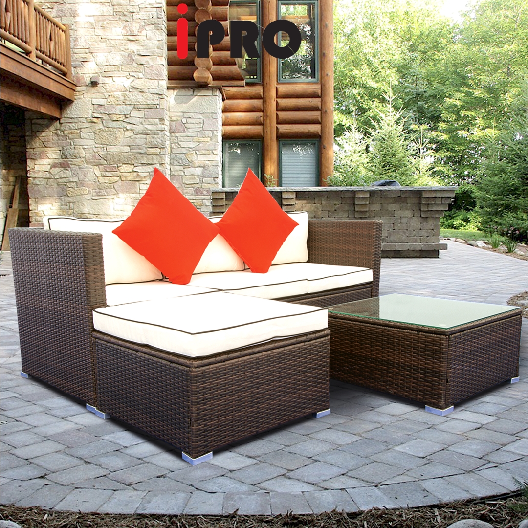 IPRO Rattan Sofa Outdoor sofa Table and Chair Set Balcony Garden ...