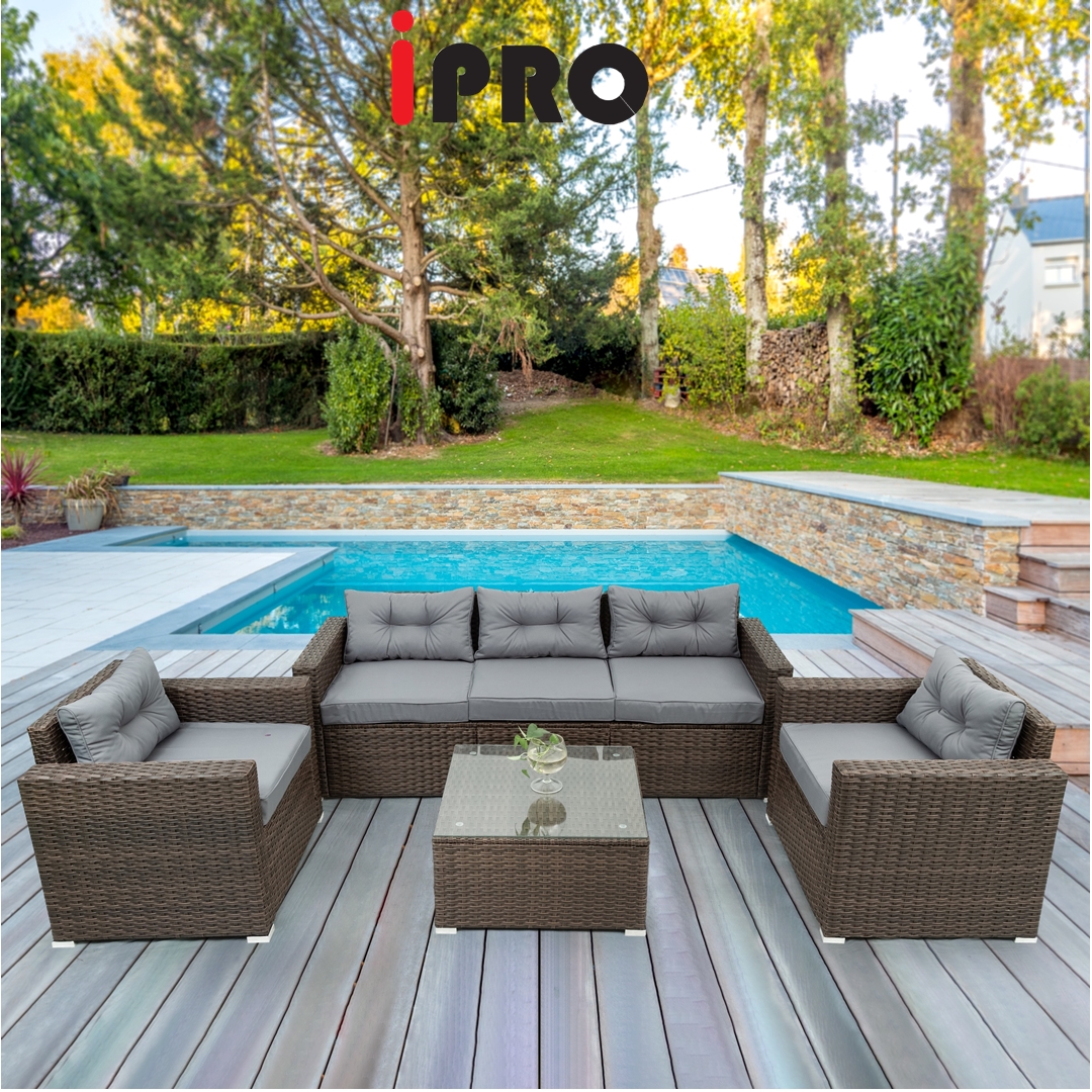 IPRO Rattan Sofa Outdoor Sofa Balcony Garden Table and Chair Set Sofa ...