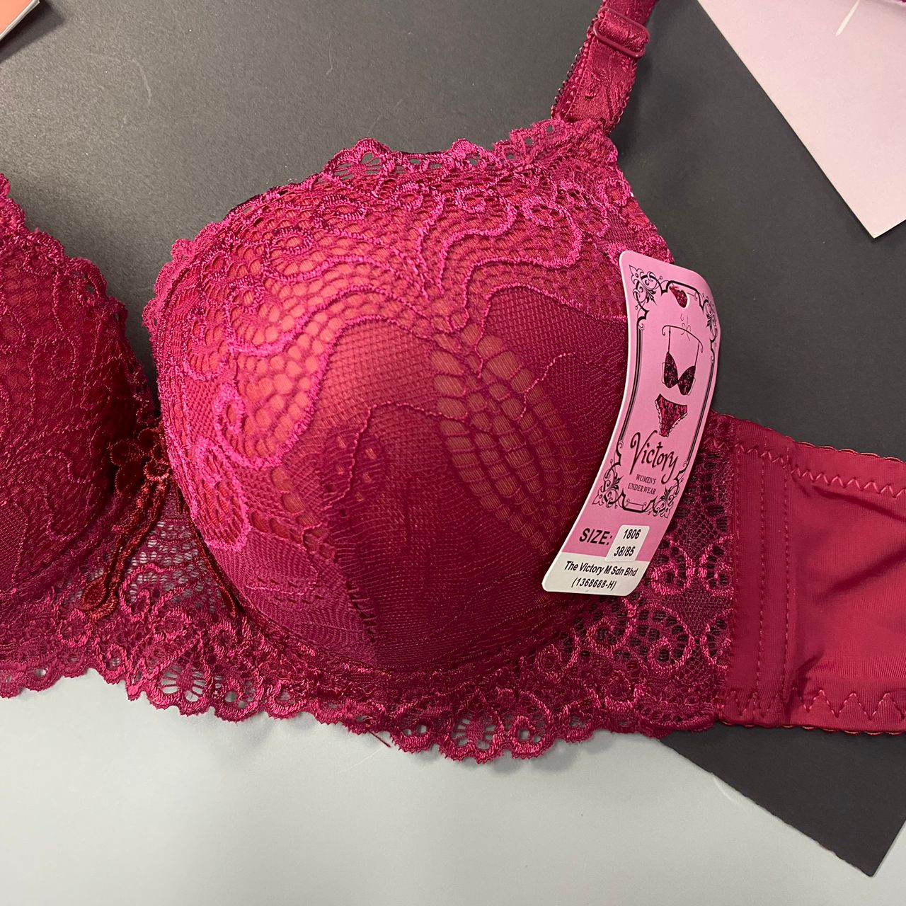 Women Bra Wired BC Cup Floral Lace Full Cup Thick Sponge Baju Dalam ...