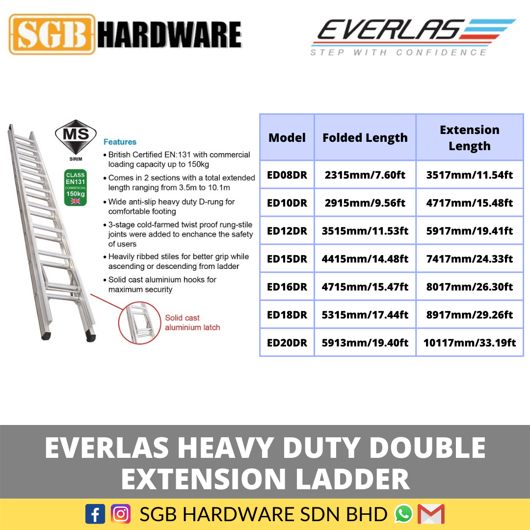 Everlas Single Extension Ladder / Everlas Double Extension Ladder ...