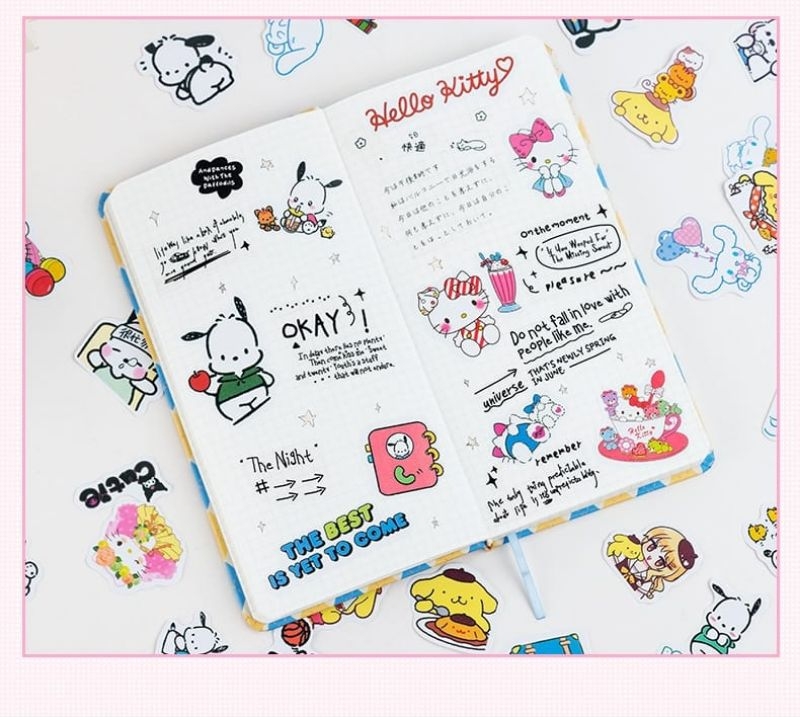 120pcs Sanrio Stickers Gift Box Pelekat Comel Kuromi Cinnamoroll ...
