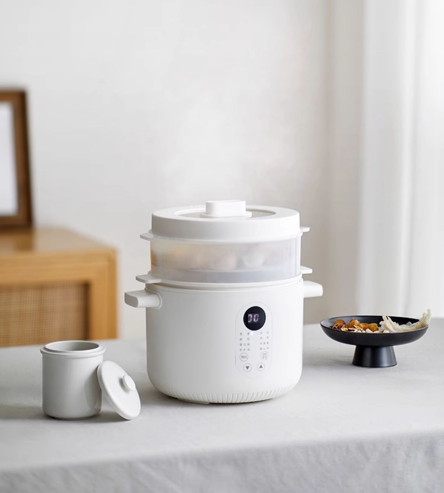 Olakys 2.5L Electric Slow Cooker With Steamer Stew Pot Baby Porridge ...