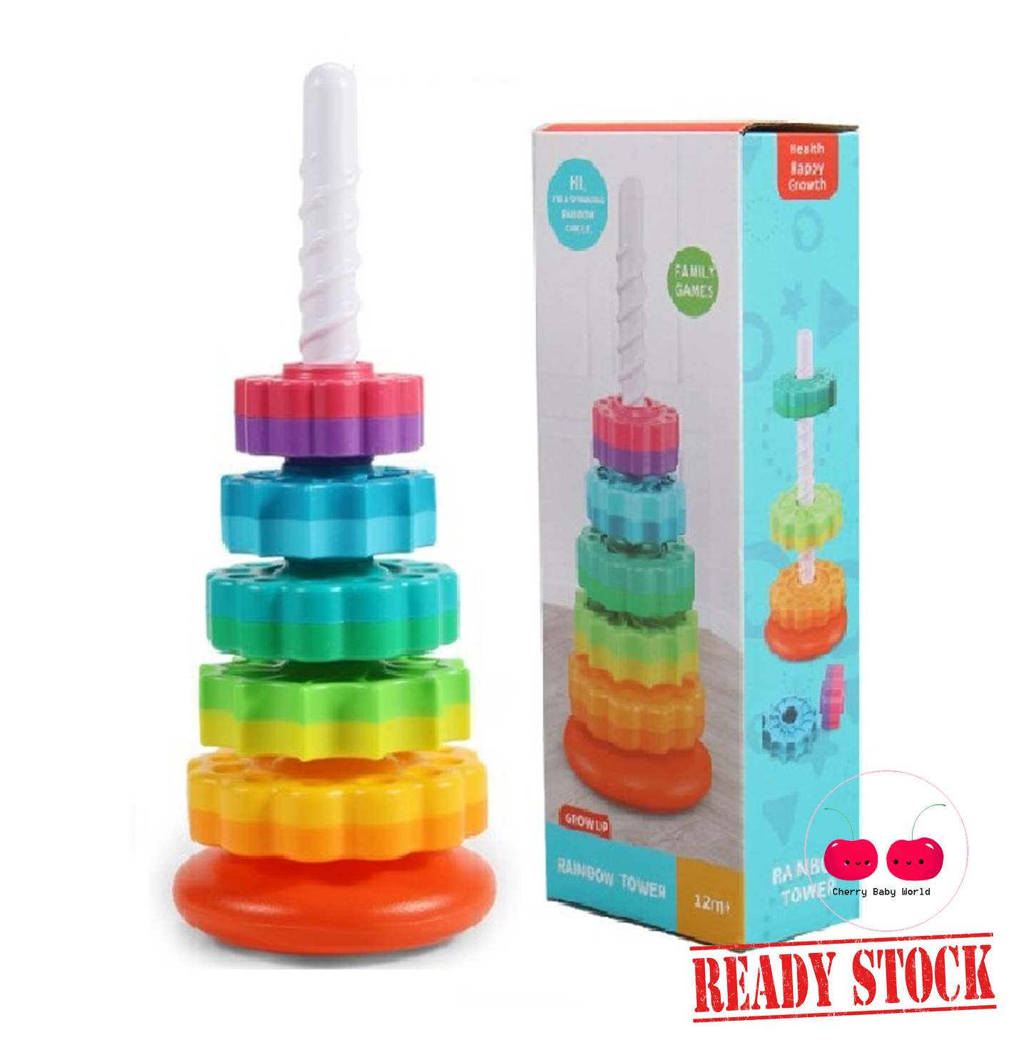 Rainbow Stacking and Spinning Tower Rainbow Spinning Tower Toy for ...