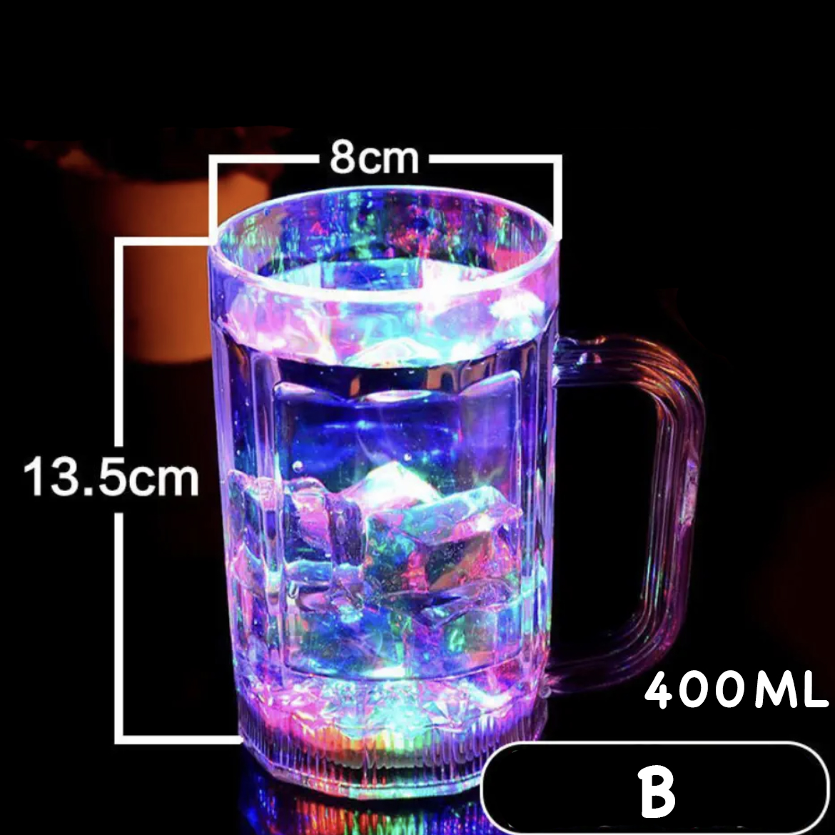 LED Light Up Water Cup Glass Mug Inductive Rainbow Colour Flashing ...