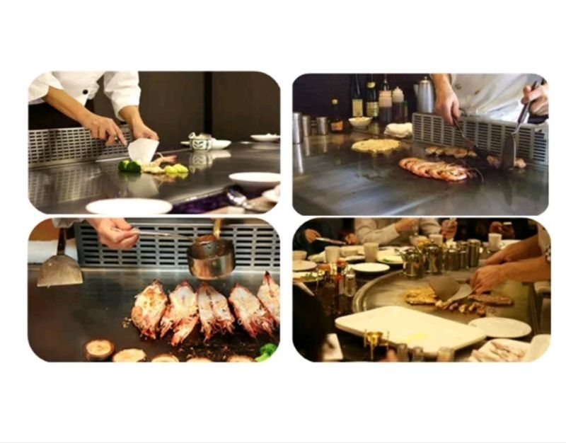 Teppanyaki Turner Stainless Steel Scraper Griddle Spatula Cooking Steak ...