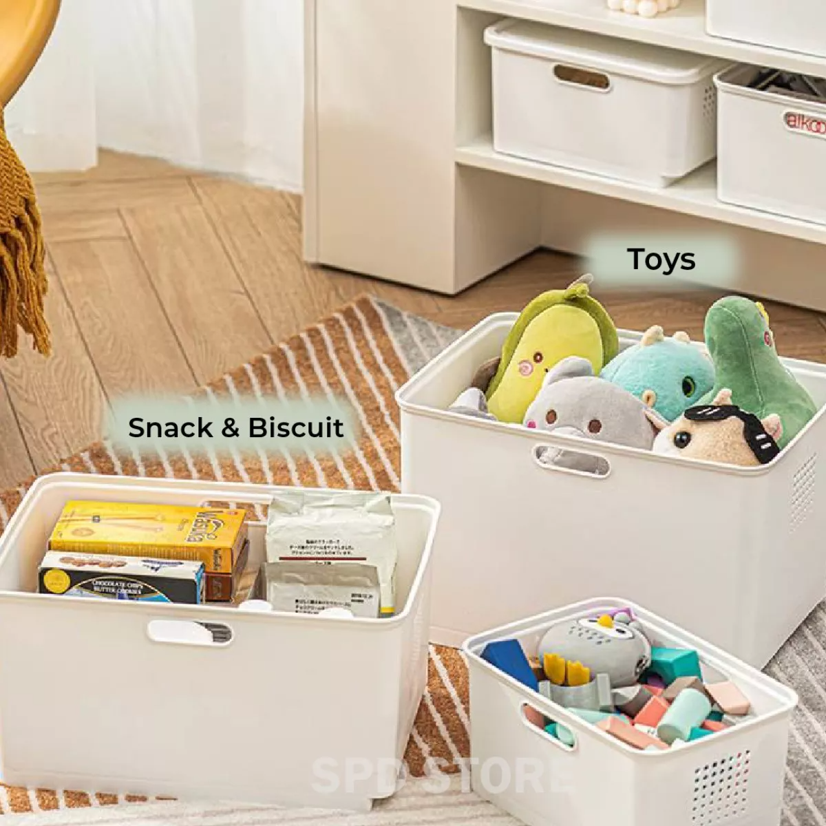 Heave Duty Stackable White Storage Box Organizers with wheel Lid ...