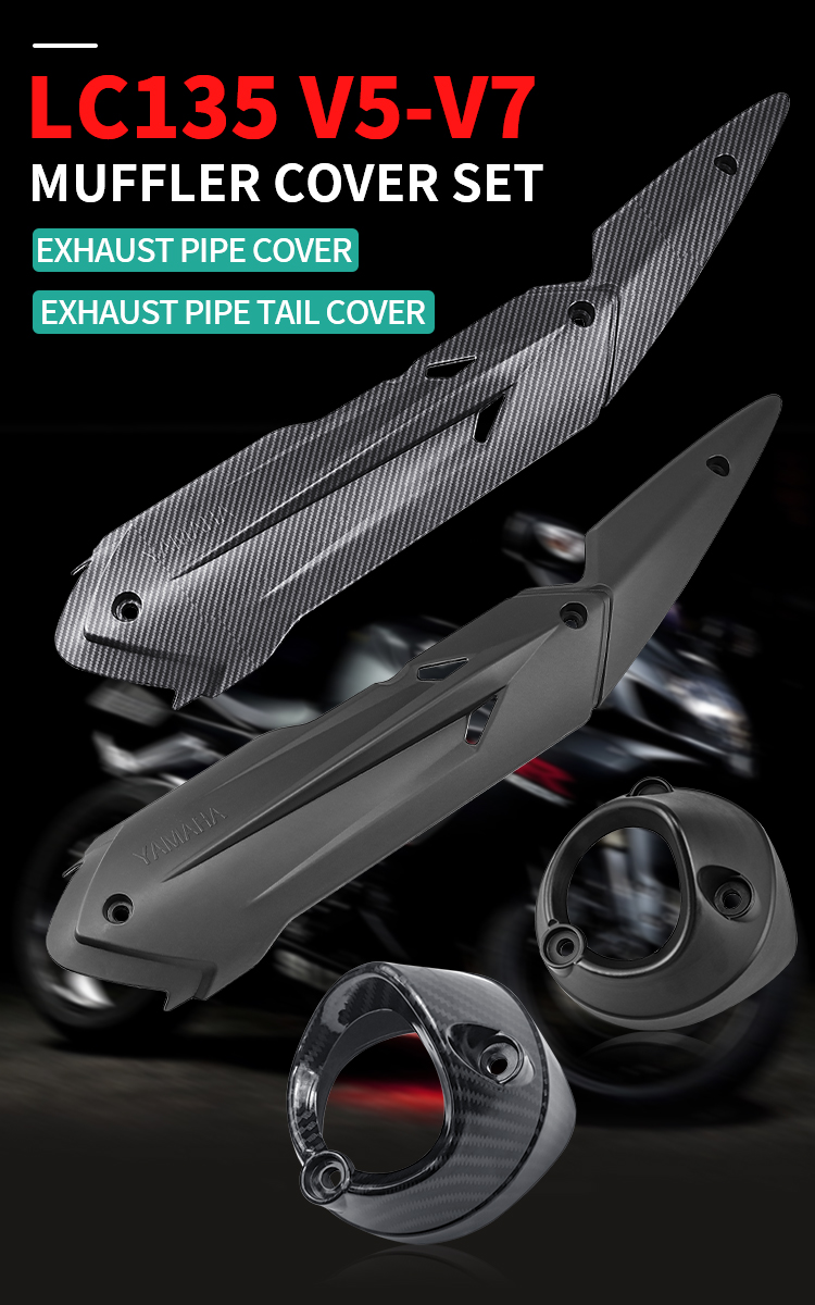 YAMAHA LC135 EKZOS COVER CARBON LC NEW V5-V8 EXHAUST MUFFLER PROTECTOR ...