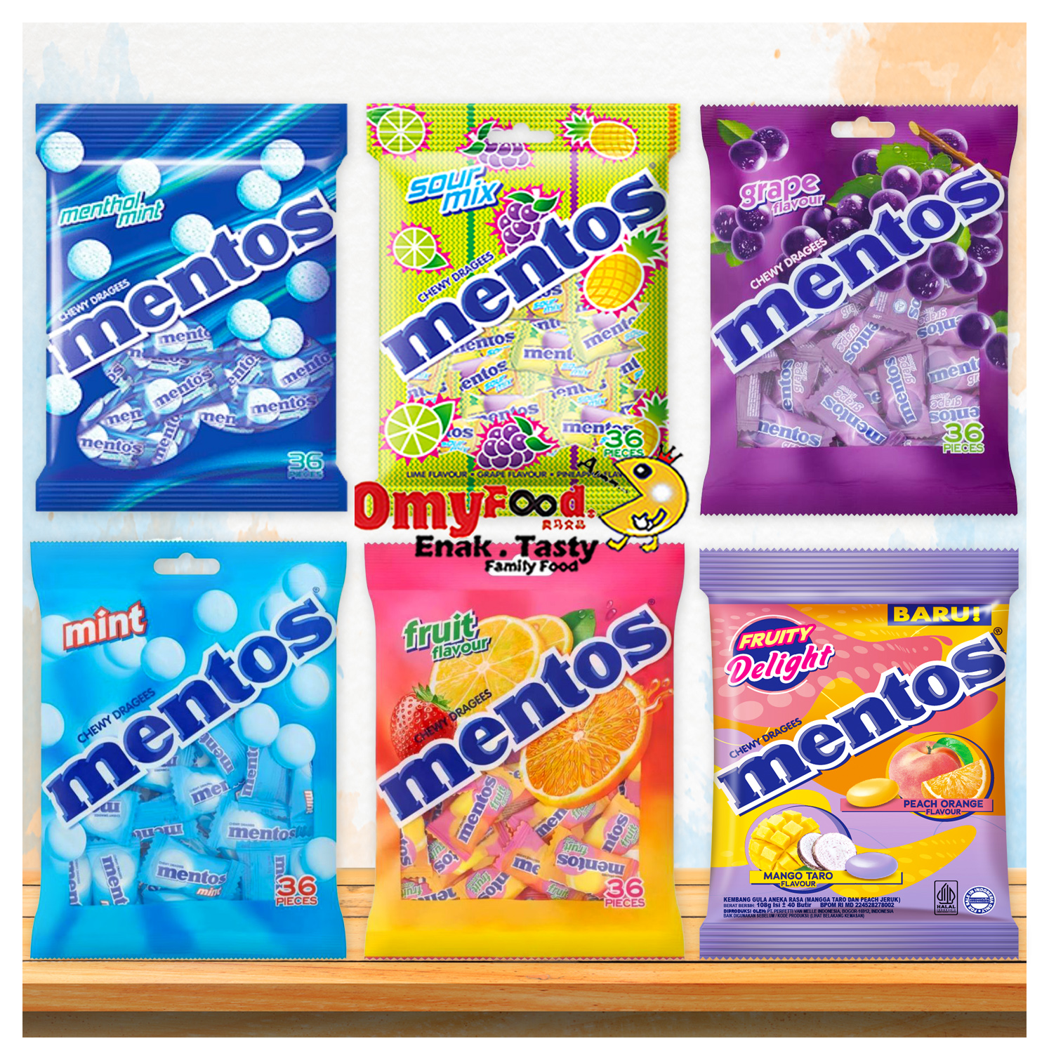 97.2g (36pcs) Mentos Chewy Dragees Pouch Bag [Menthol Mint / Sour Mix ...
