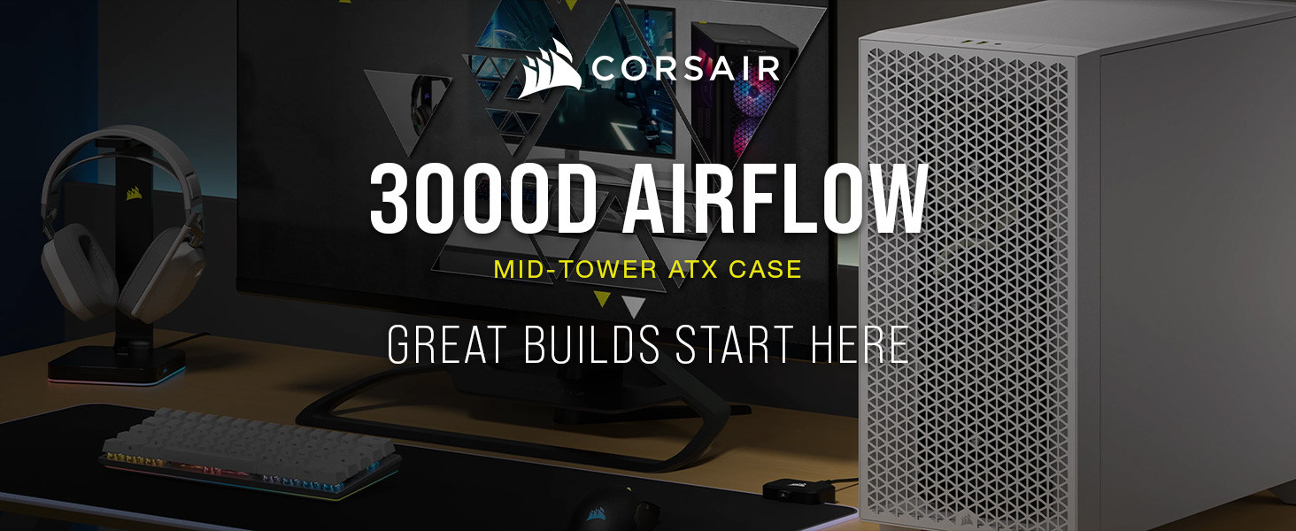 Corsair 3000D AIRFLOW Series Tempered Glass Mid-Tower ATX Case - 3000D ...