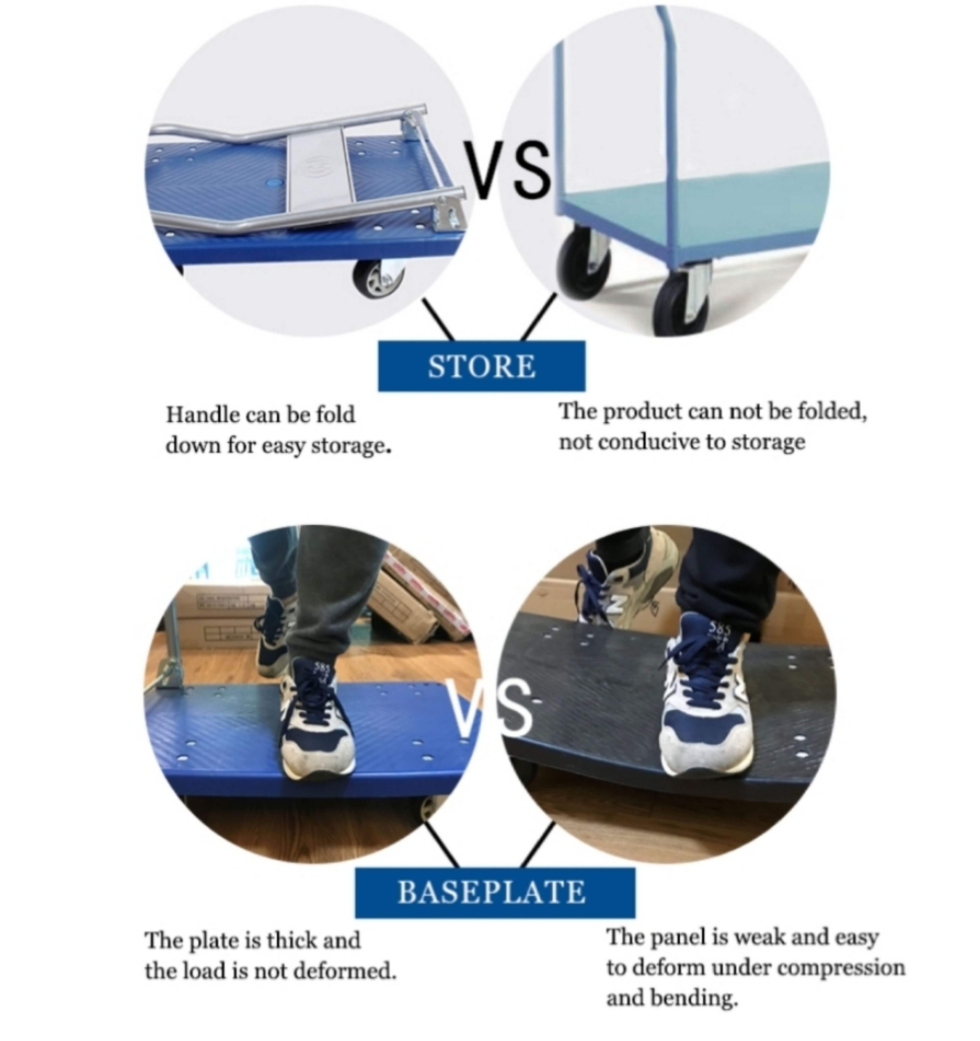 KT WARE 400KG HEAVY DUTY PLASTIC PLATFORM TROLLEY TROLI CART HAND TRUCK ...