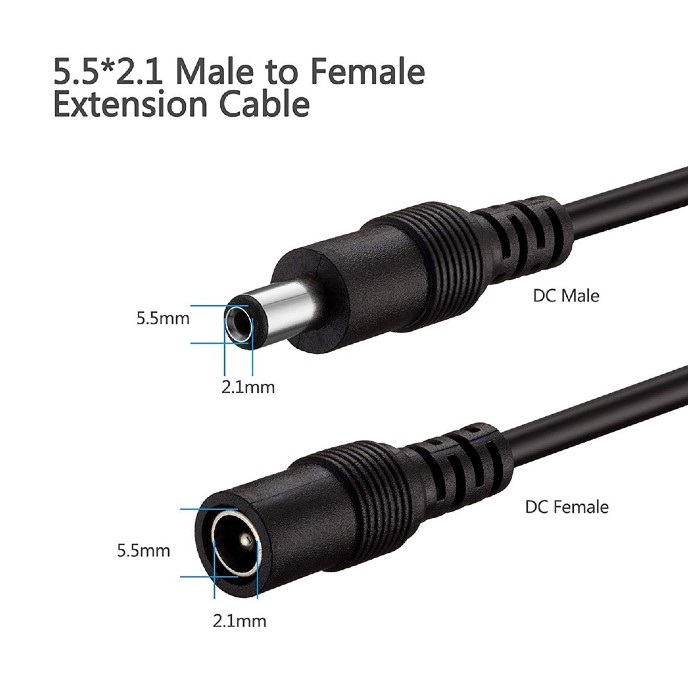 3m / 5m / 10m / 20m / 30m DC Power Extension (2.1mm x 5.5mm) Female to ...