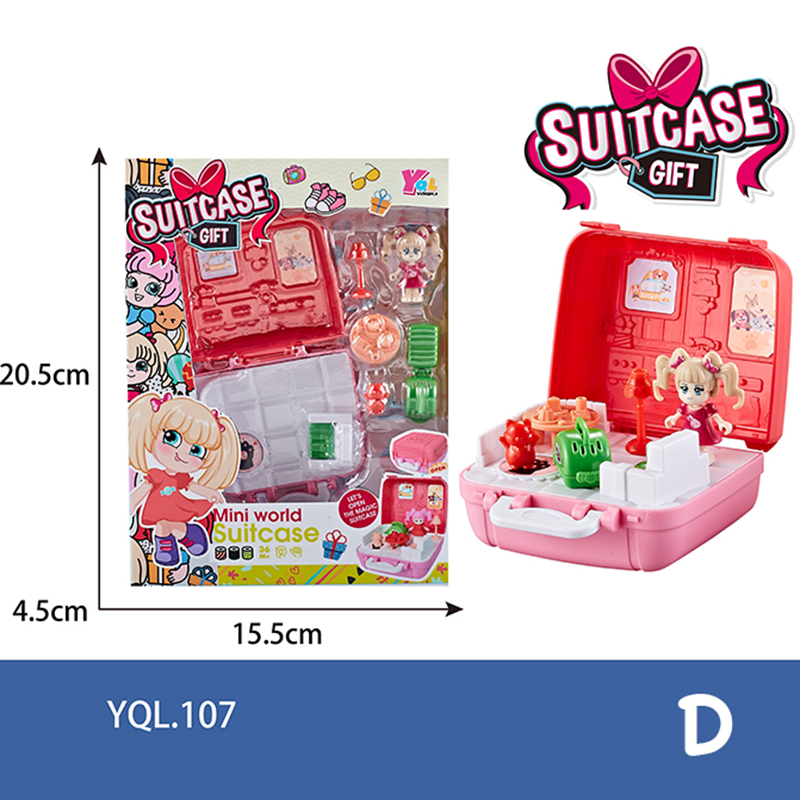 Pretend Play Suitcase Bag Doll Playset Princess Home Bedroom Wardrobe ...