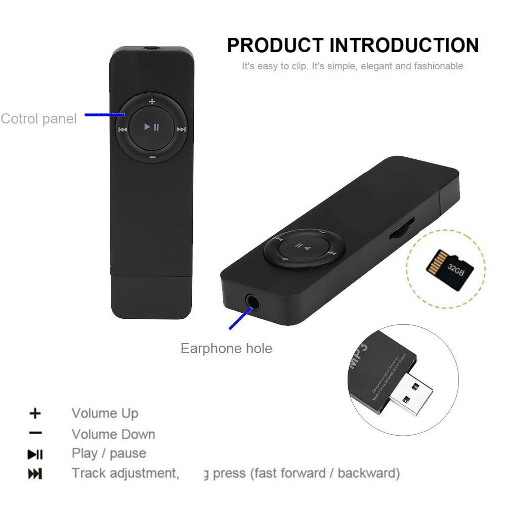 MP3 Music Player for Student with Earphone Bass Audio Walkman Quality ...