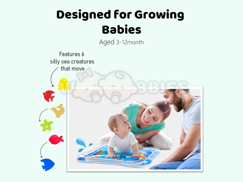 👶🏻Woobbies Baby Slapped Pad Water Mat Cushion Prone Pat Playmat Water ...
