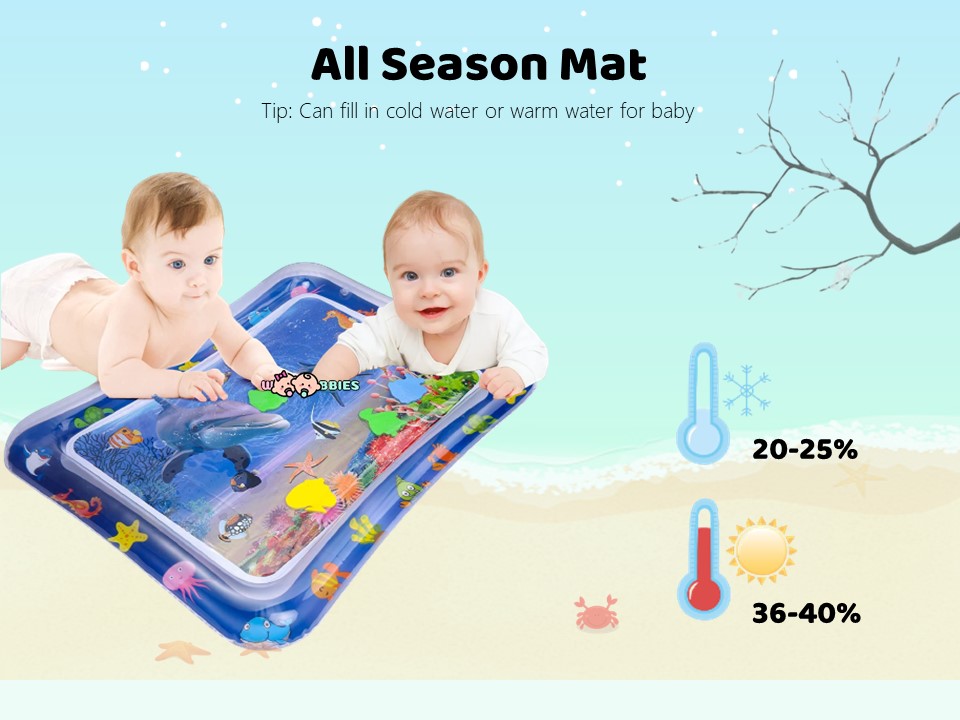 👶🏻Woobbies Baby Slapped Pad Water Mat Cushion Prone Pat Playmat Water ...