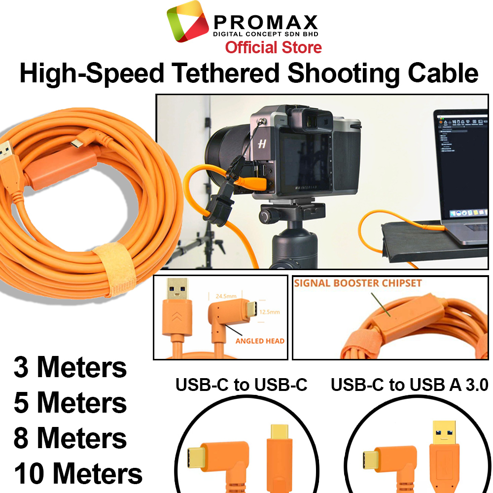 ProMax Tethering USB C Cable USB-C to USB-C & USB-C to USB-A 3.0 Right ...