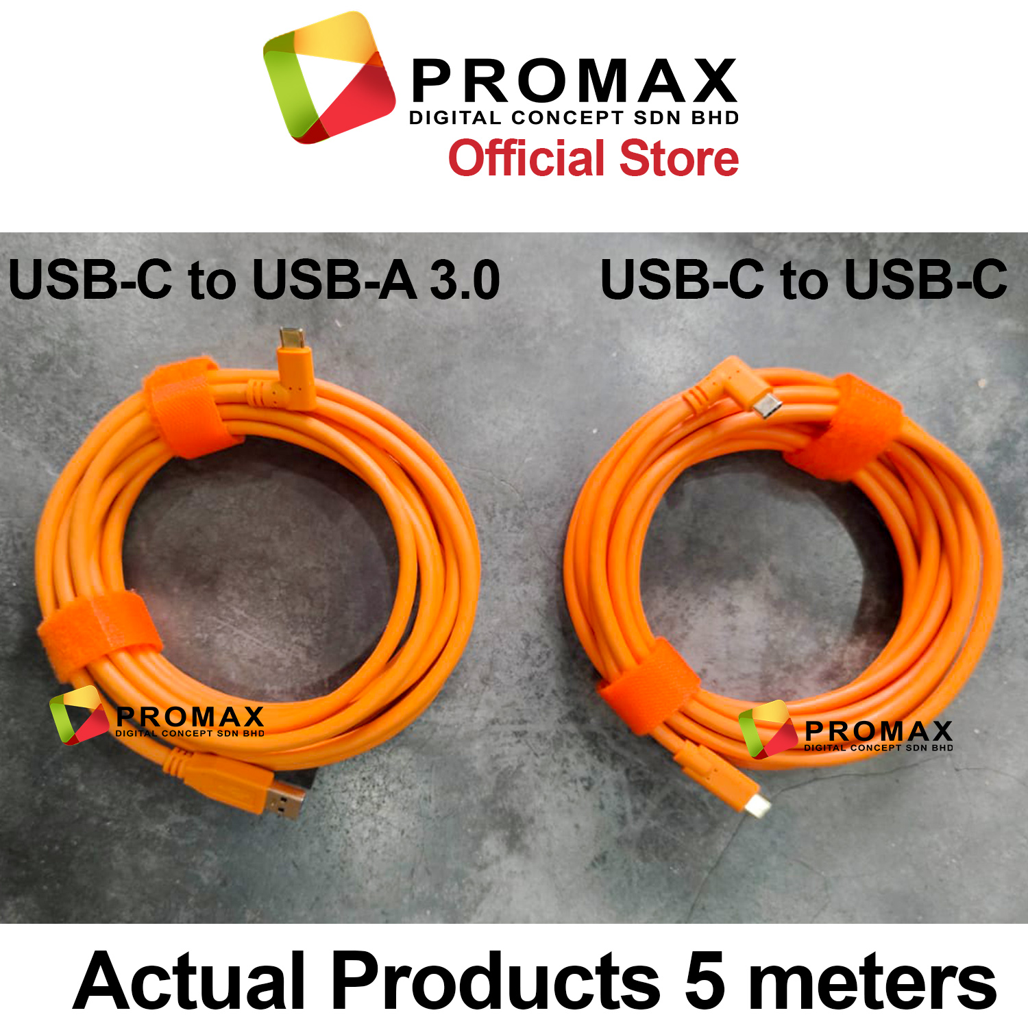 ProMax Tethering USB C Cable USB-C to USB-C & USB-C to USB-A 3.0 Right ...