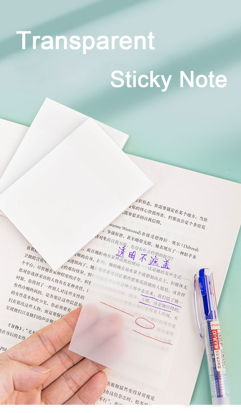 50 Sheets Transparent Sticky Notes Clear Waterproof Memo Pad Waterproof ...