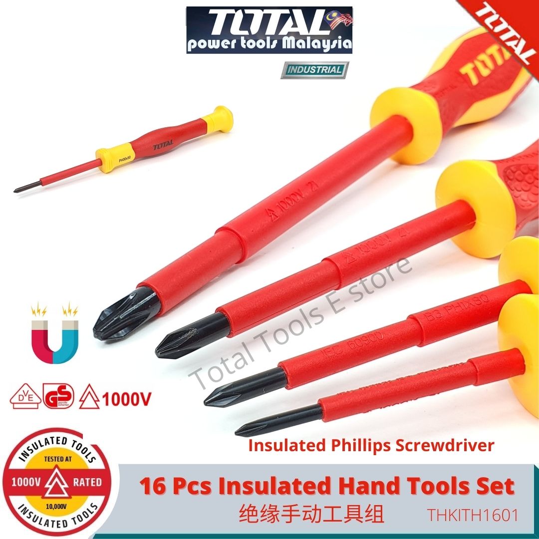 TOTAL 1Kv 16 Pcs Insulated Hand Tools Set 绝缘手动工具组 - THKITH1601 | Shopee ...
