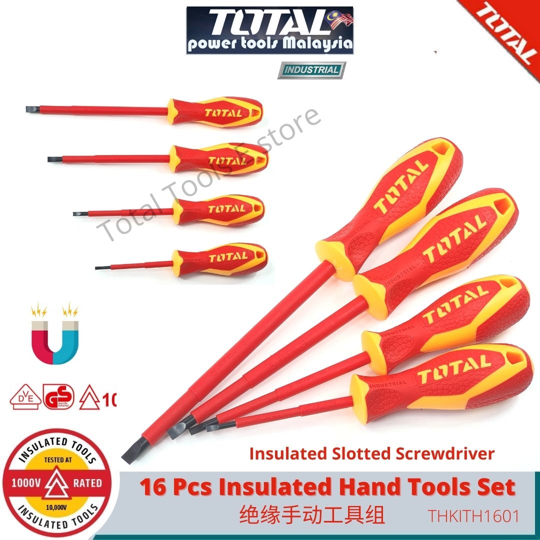 TOTAL 1Kv 16 Pcs Insulated Hand Tools Set 绝缘手动工具组 - THKITH1601 | Shopee ...