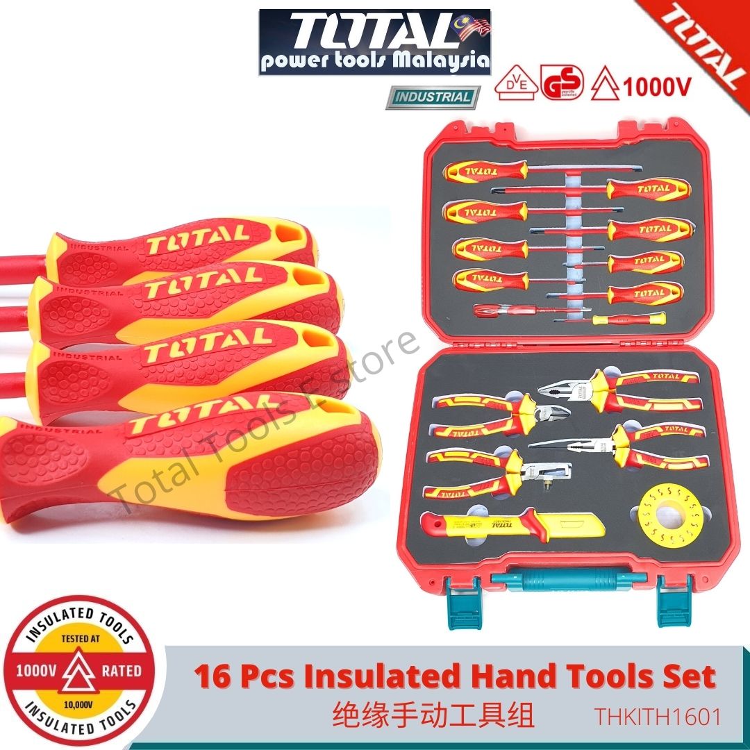 TOTAL 1Kv 16 Pcs Insulated Hand Tools Set 绝缘手动工具组 - THKITH1601 | Shopee ...