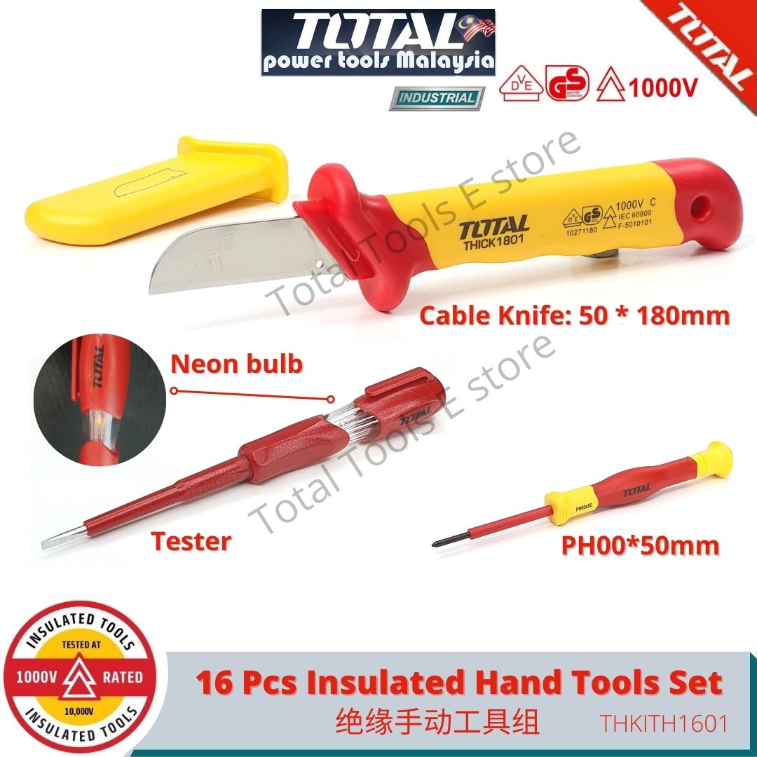 TOTAL 1Kv 16 Pcs Insulated Hand Tools Set 绝缘手动工具组 - THKITH1601 | Shopee ...