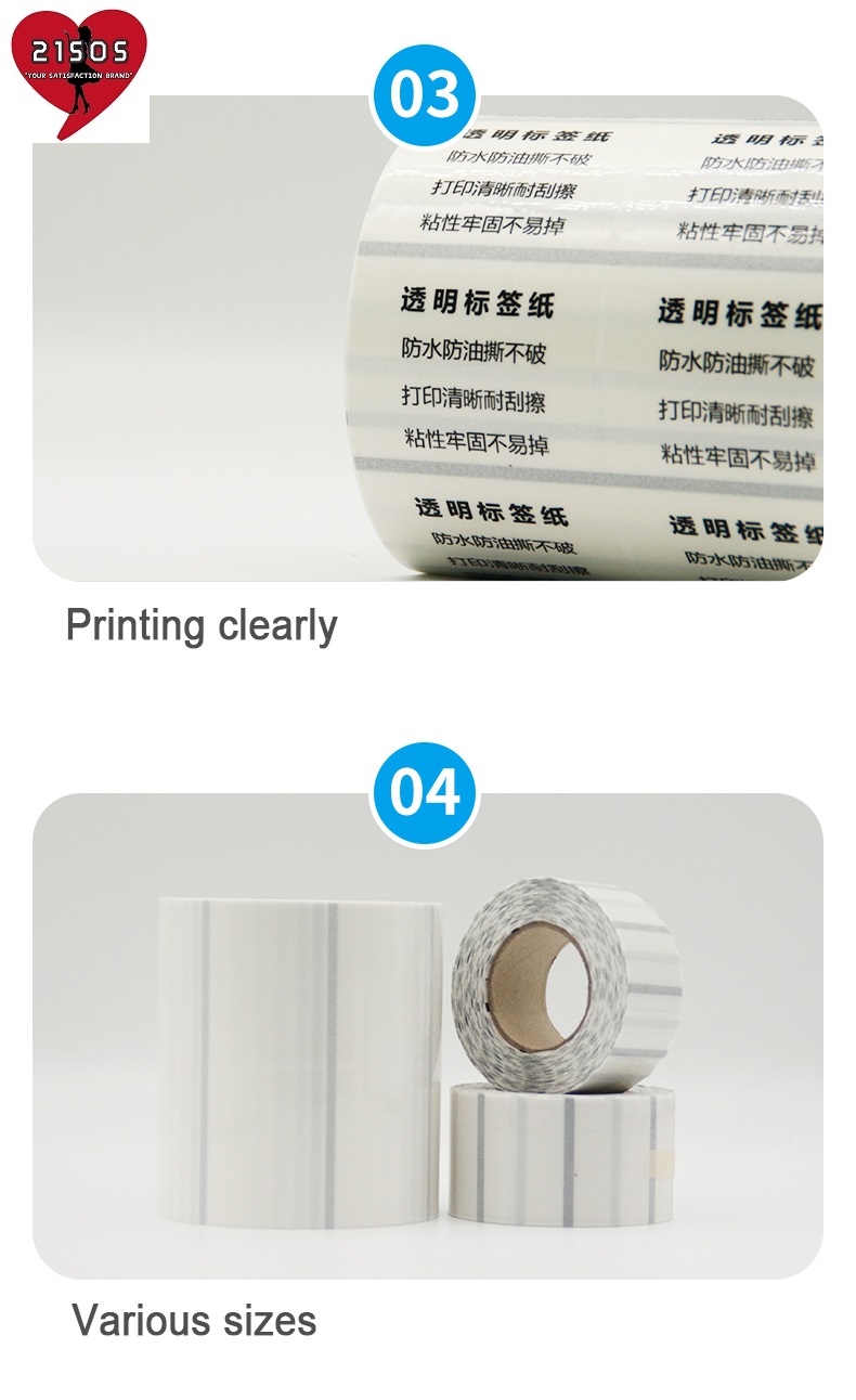 All Transparent Thermal Sticker Rolls PVC PET ISO Adhesive Clear Label ...