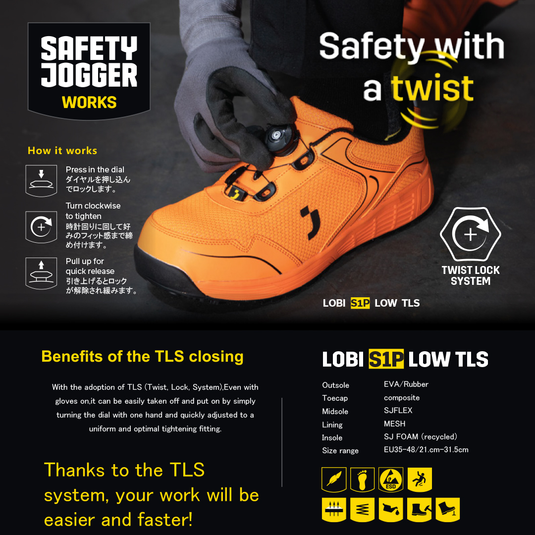 SAFETY JOGGER LOBI S1P Low TLS Twist Lock ESD Safety Shoes Composite ...