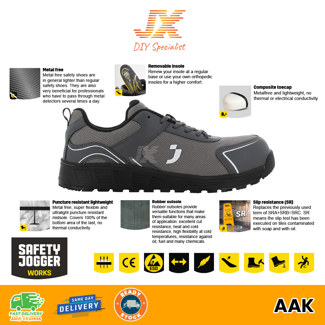 SAFETY JOGGER AAK S1P Low ESD Safety Shoes Composite Toecap Lightweight ...