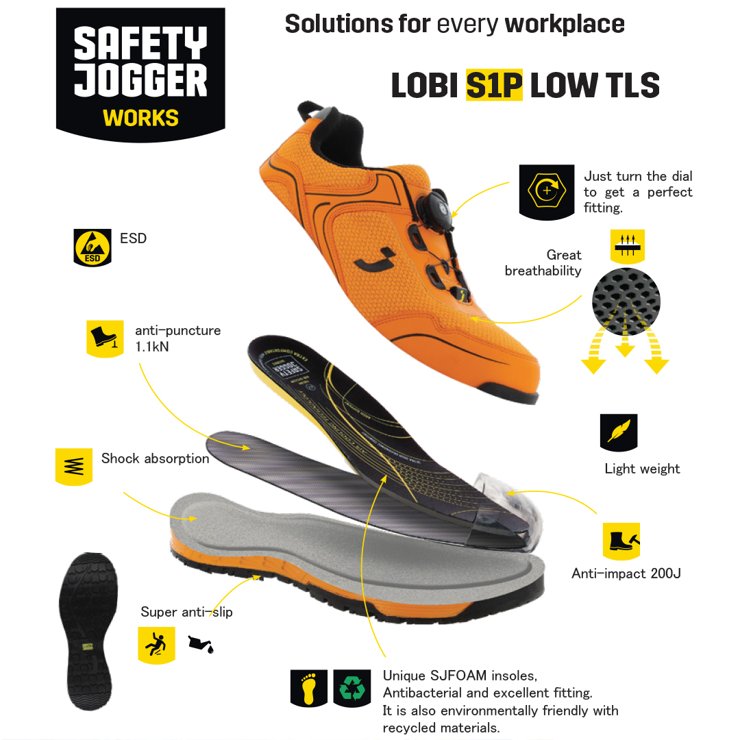 SAFETY JOGGER LOBI S1P Low TLS Twist Lock ESD Safety Shoes Composite ...