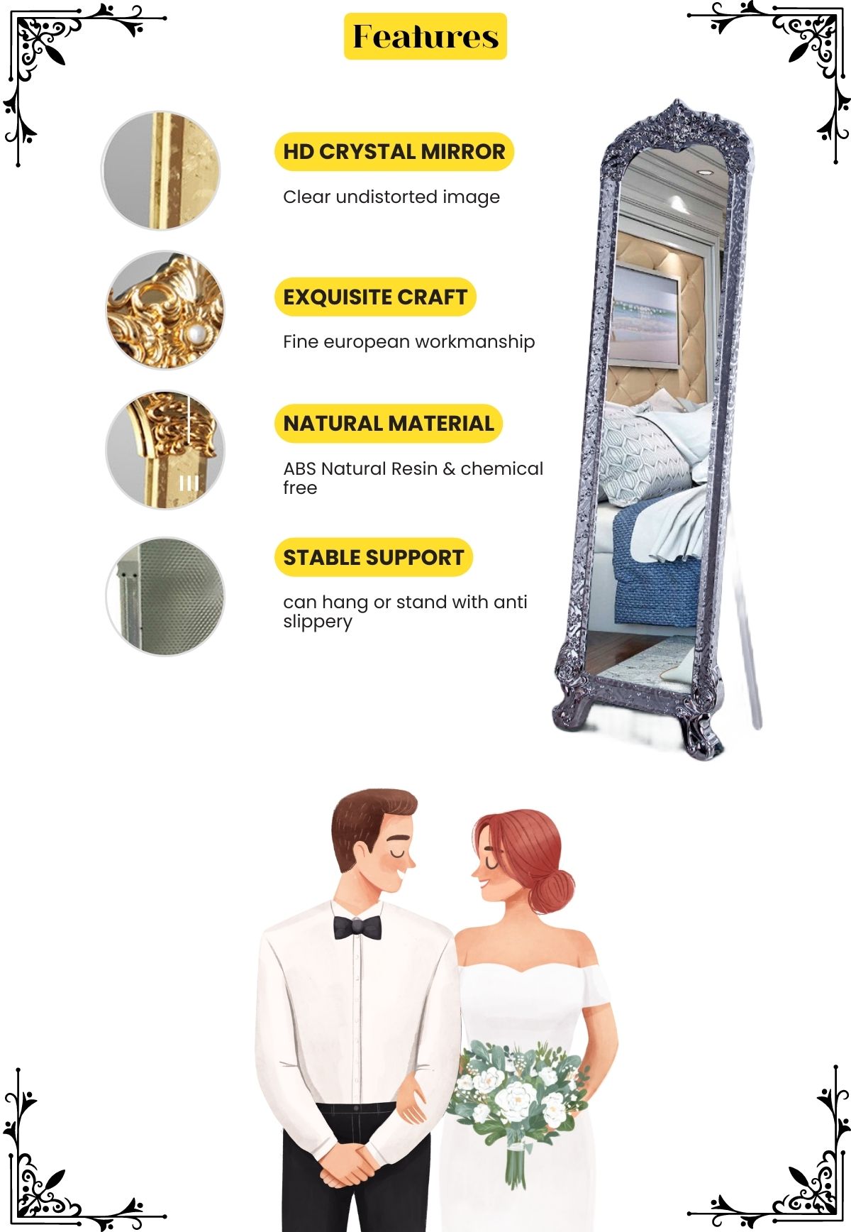 Vintage Wedding Mirror Cermin Welcome Board Wedding Antique Mirror ...