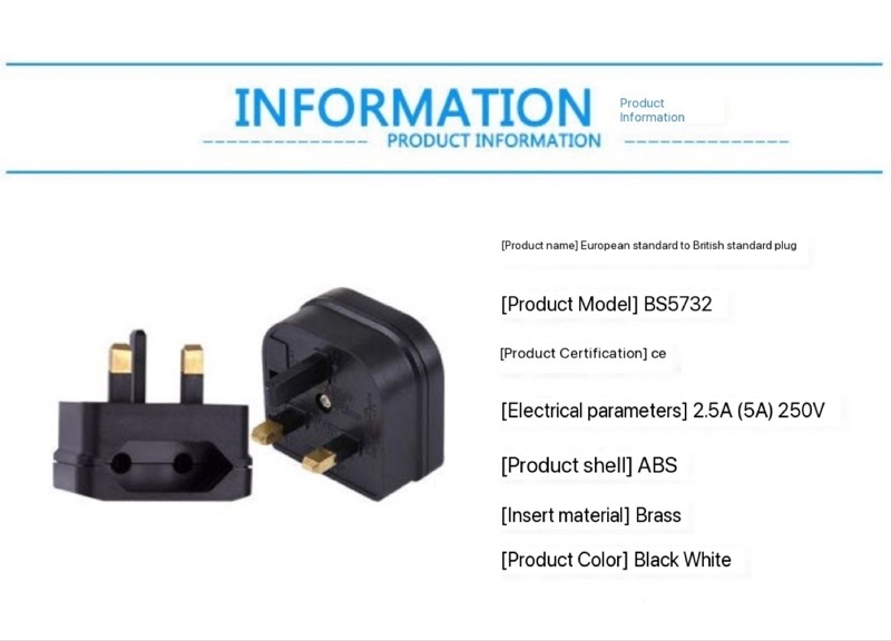 British standard conversion European standard BS plug British standard ...