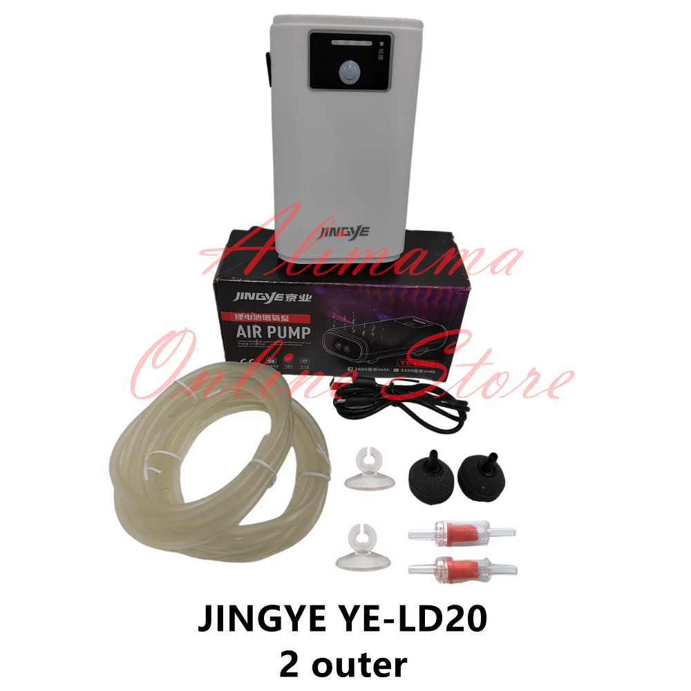 JINGYE RECHARGEABLE YE-LD10 / YE-LD20 AC/DC/USB AQUARIUM AIR OXYGEN PUMP FISH TANK OUTDOOR ...