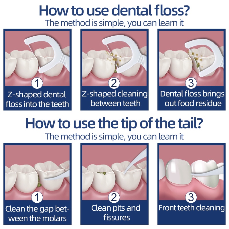 50pcs per box Round Thread Dental Floss Picks Dental Floss Toothpick ...