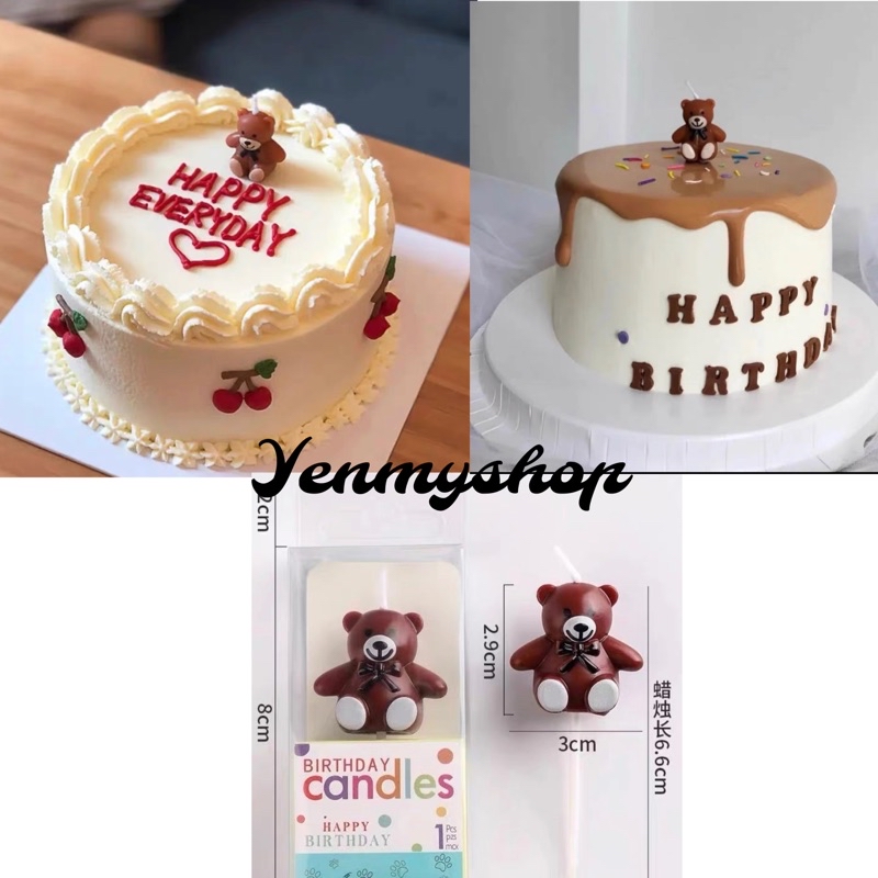 [READY STOCK] Kek Lilin Korea Style Cute Teddy Bear Birthday Cake ...