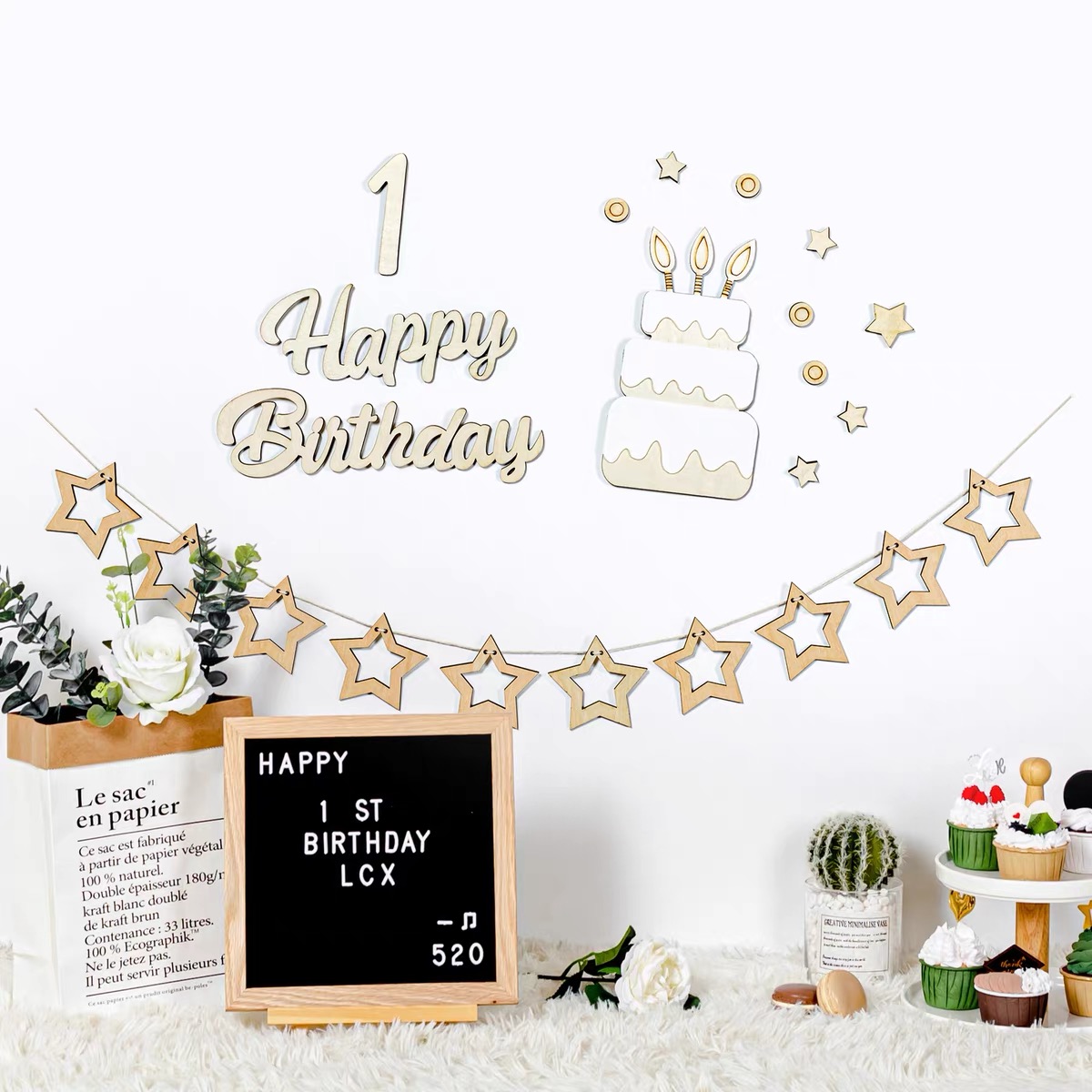 Ready Stock INS Wooden Happy Birthday Wording Wall Decoration Number 0 ...