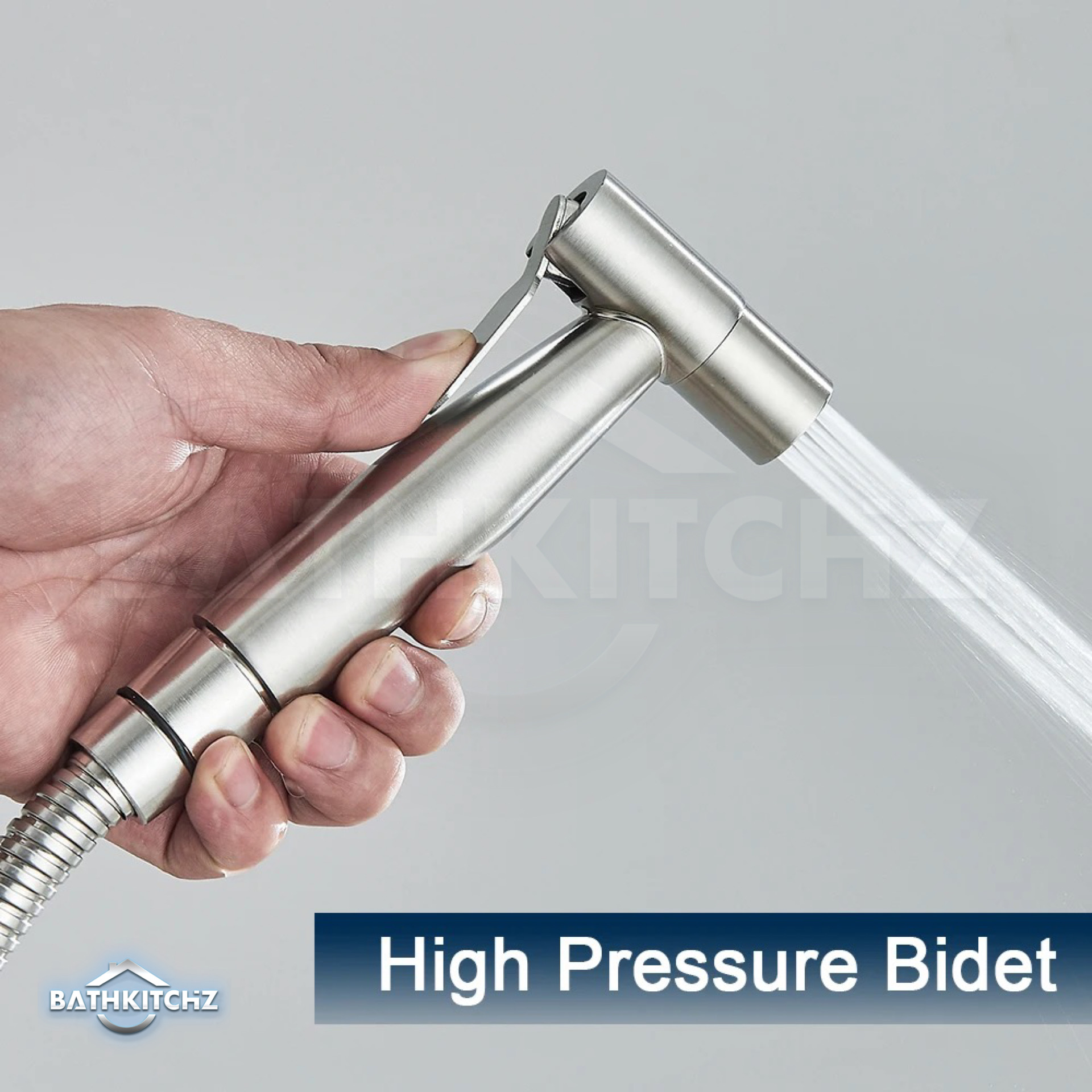 BATHKITCHZ Silver/Black 304 Stainless Steel Bidet Spray Set Hand Bidet ...
