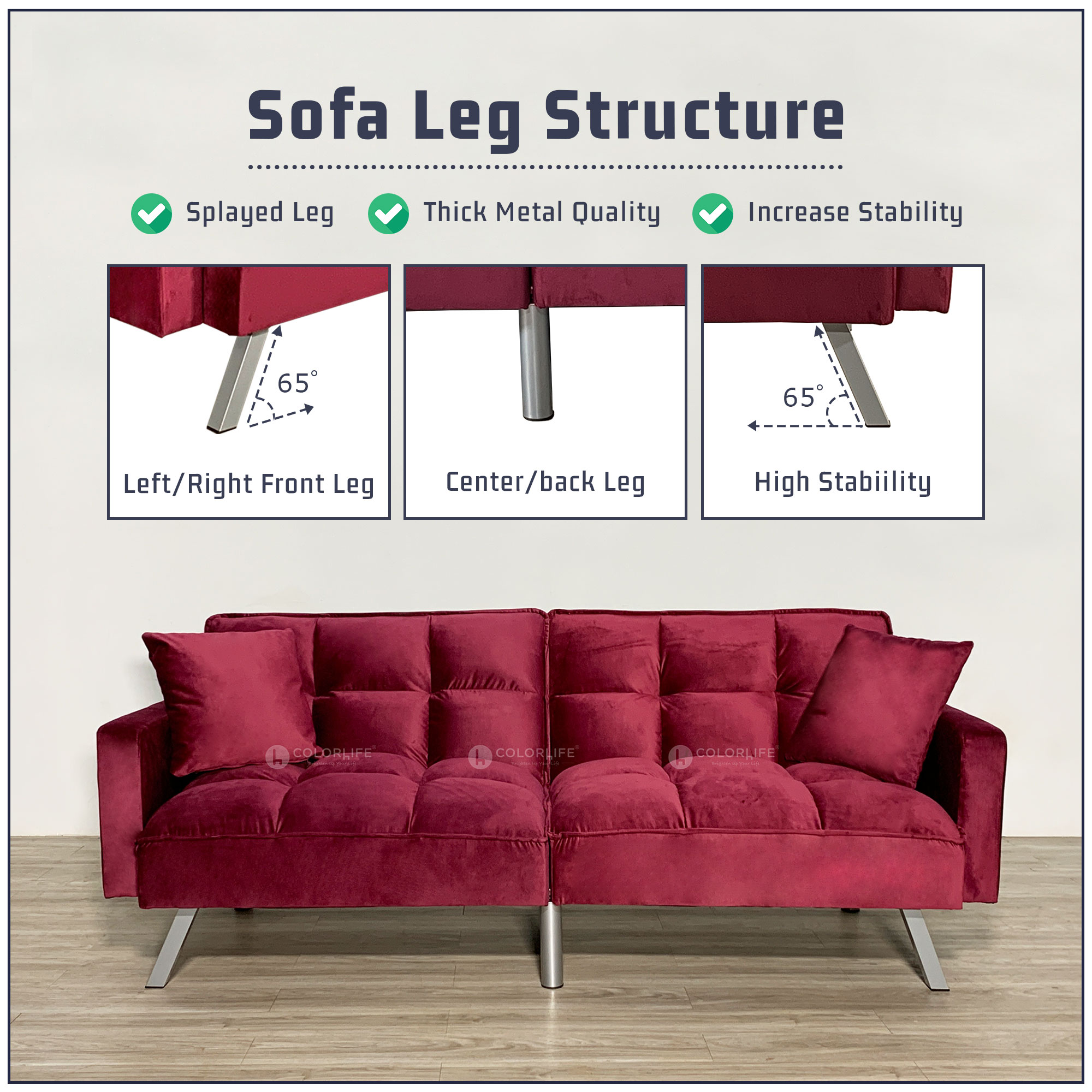Colorlife 4 Seater Sofa Bed (Rainee/Comfi/Toffi) / Living Room Sofa ...
