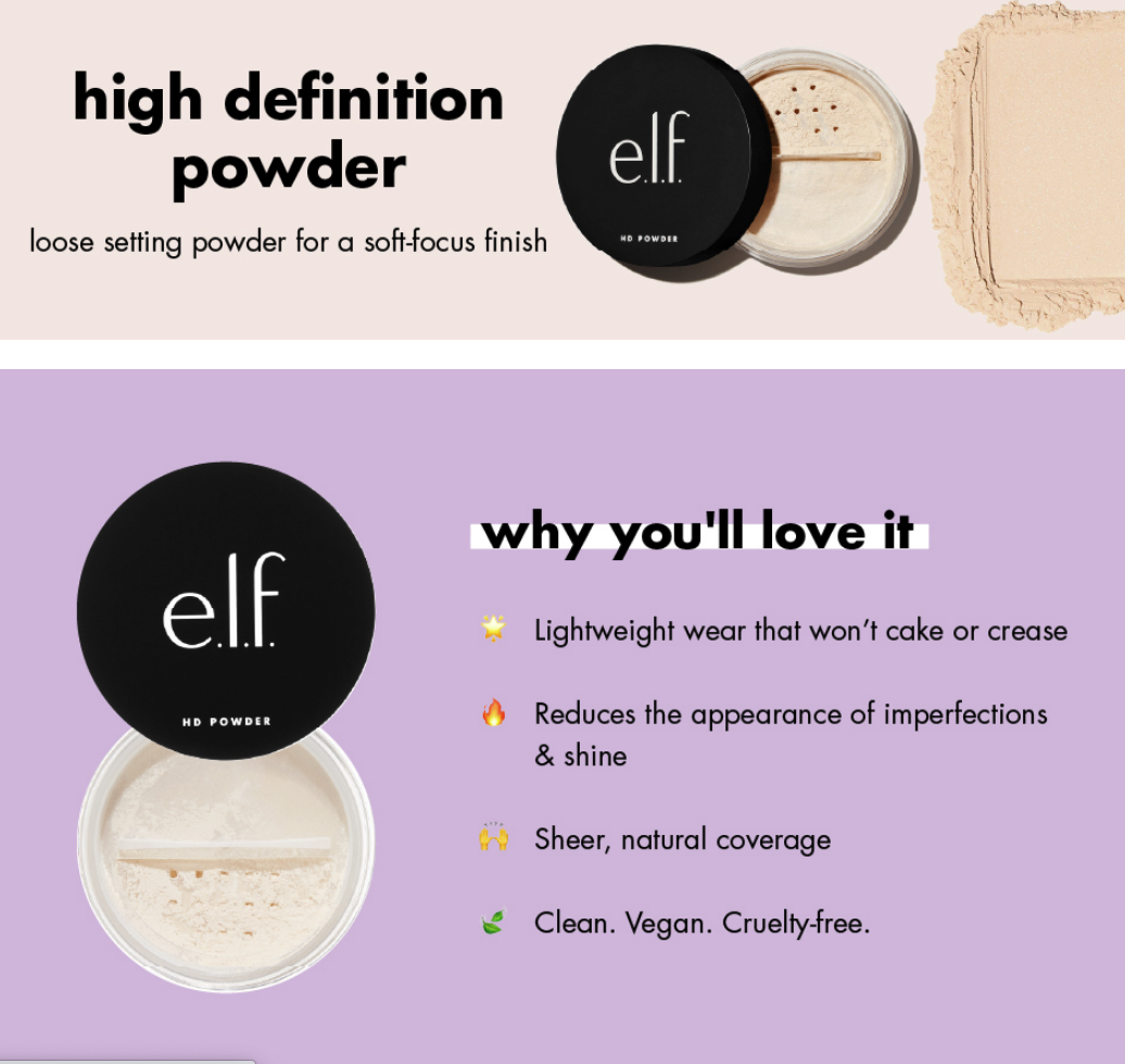 •Authentic• ELF High Definition Powder Loose Powder | Sheer / Soft ...