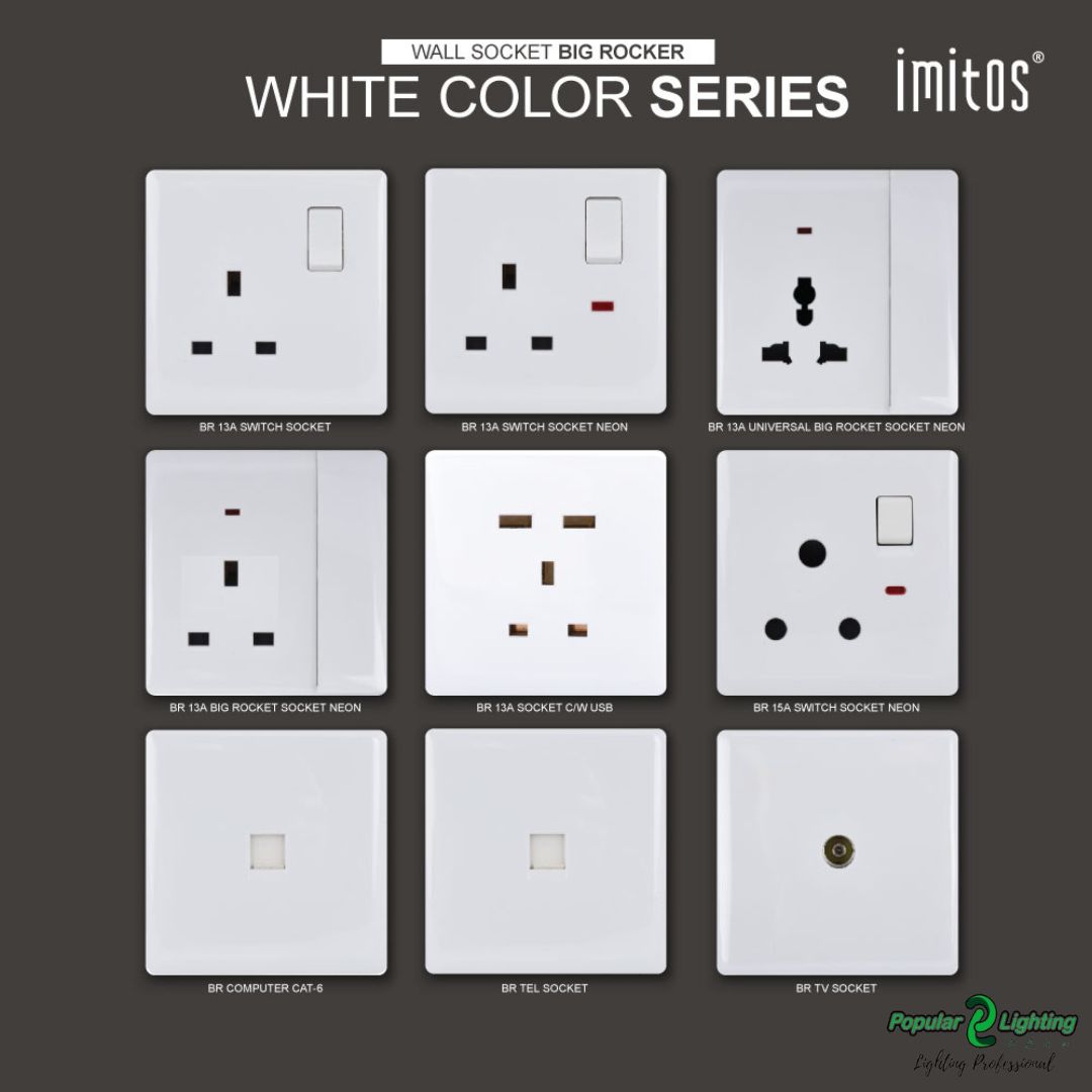 IMITOS SWITCH SWITCHES SOCKET 1/2/3/4 GANG 1/2/3/4 WAY TV TEL BELL ...