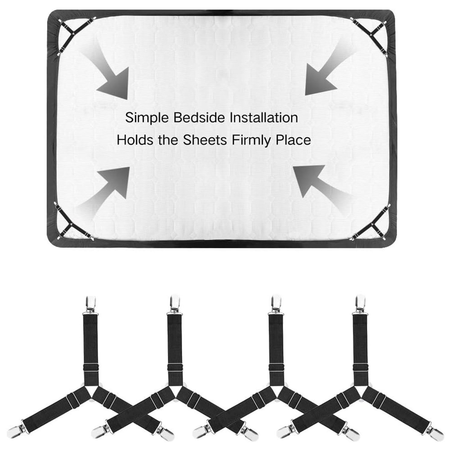 1Pcs Bed Sheet Clipper Triangle-Elastic Fitted Bedding Sheet Fasteners ...